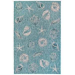 Liora Manne Shells Aqua Indoor Outdoor Area Rug, 3'3" x 4'11"