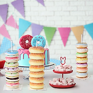 Donut Stand Acrylic 4 Pack, Clear Bagel Holder Stand, Donut Tower Stand, Donut Display Stand for Dessert Table, Doughnut Holder for Birthday, Wedding, Baby Shower, Christmas, Party
