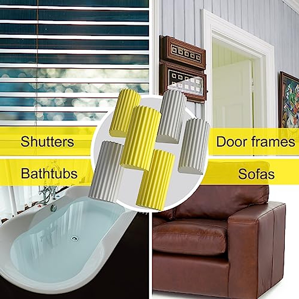 BITOPE 6 Pack Natural Duster, Magical Dust Cleaning Sponge, Duster for Cleaning Venetian & Wooden Blinds, Vents, Radiators, Skirting Boards，3 Pack Gray +3 Pack Yellow