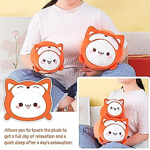 AIXINI Cute Cat Fox Plush Pillow 8” Kitten Foxes Stuffed Animal, Soft Kawaii Cat Plushie with Fox Outfit Costume, Hugging Plush Squishy Pillow Toy Gifts for Kids