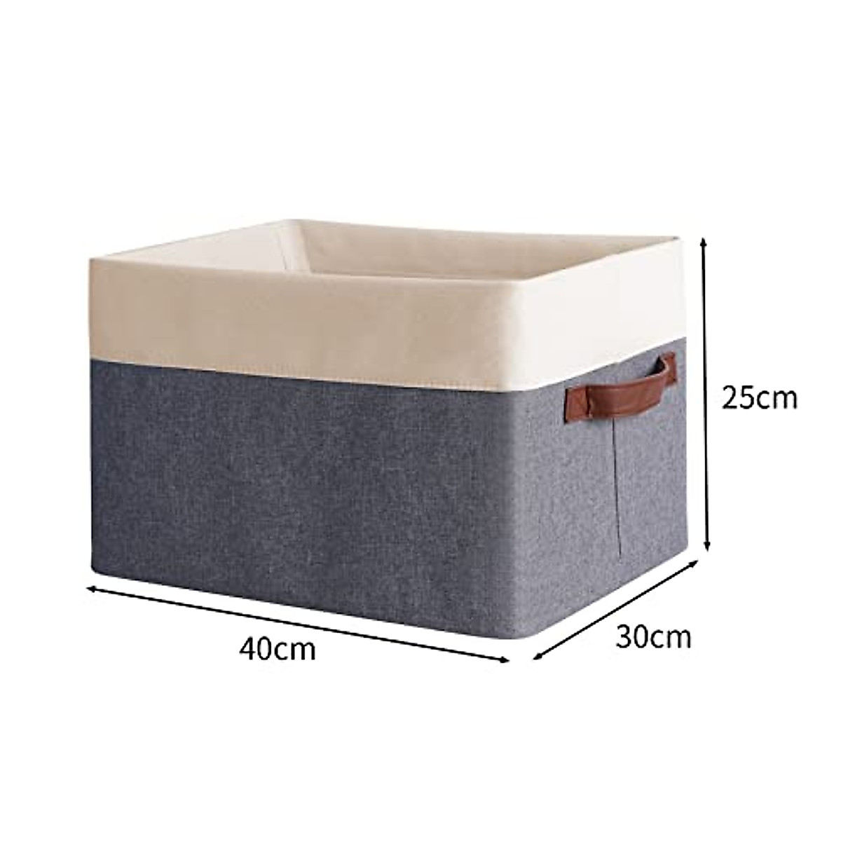 Storage Bins, Besmall Fabric StorageBasket for Organizing, 3 Pack Collapsible Storage Boxes, Foldable Storage Baskets with Handles Cubes for Home Bedroom Office (Grey and Beige)