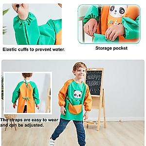 Kids Art Smocks,Long Sleeve Children Smock,Waterproof Anti-oil Kids Apron,With Pockets Art Smock and Apron for Kids.for Age 5-12 Years. Green
