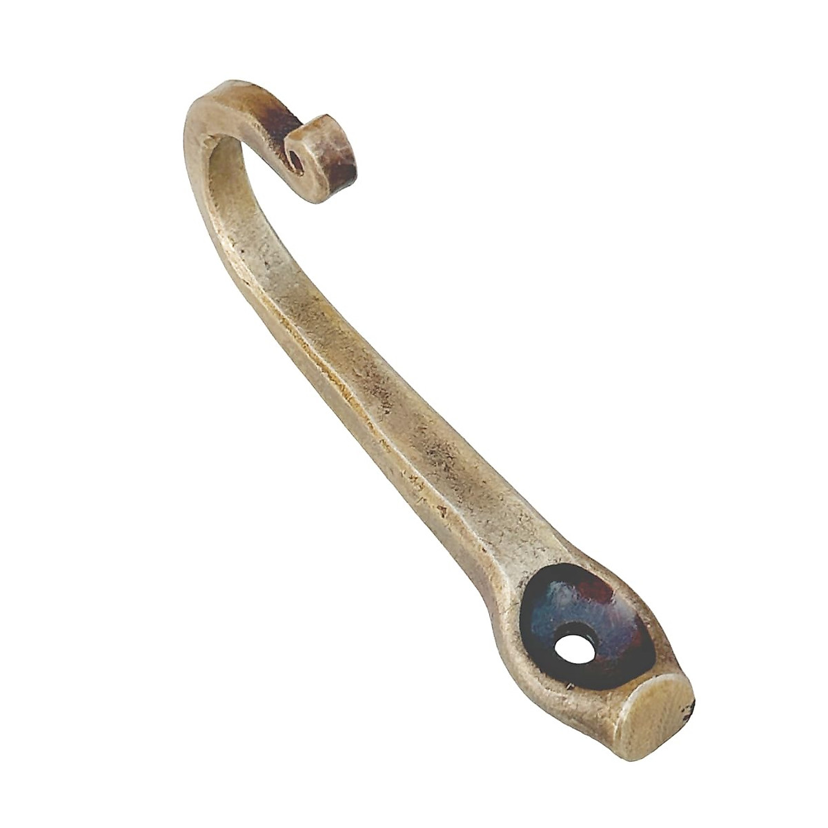 Living Ideas Hand Forged Metal Coat Hook Wrought Iron Handmade Rustic Hook for Towel, Plant & Mug Blacksmith Farmhouse Bathroom Hook Rack Antique Brass Finish Heavy Duty Kitchen Utensils Hooks