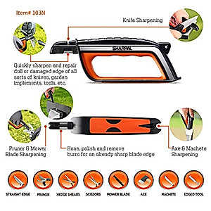 SHARPAL Chef Knife and Scissors Sharpener & Garden Tool Sharpener, Sharpening & Honing Straight and Serrated Knives, Lawn Mower Blade, Axe, Pruners, Shears, Combo Gift Pack w/Greeting Card