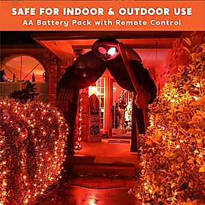 JOIEDOMI 100 (2x50) LED Halloween String Lights 32.6FT (2x16.3) Green Wire for Indoor Outdoor Holiday Décor Halloween Event Decoration, Tree, Eaves, Haunted House Theme Party (Orange)