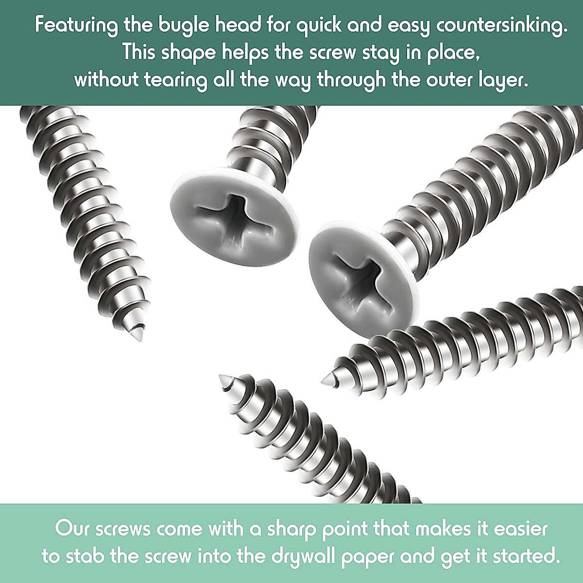 100 Pieces #8 White Screws Wall Plate Screws Painted Antique White Coated Stainless Flat Head Self-Tapping Screw for Wall Plates Switch Covers Replacement Outlet Light Switch Plate (32 x 0.5 Inch)