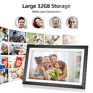 Electric Album, 100‑240 V, Auto Photo Rotation, 15.6 in. Electric Photo Frame Wooden Frame for Home (US Plug)