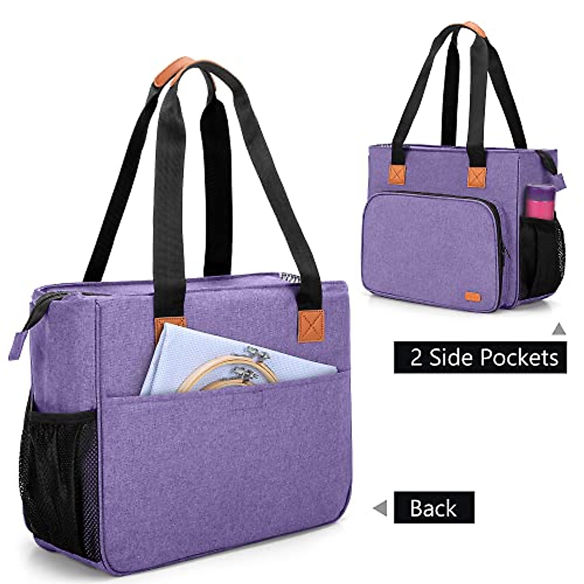 Luxja Embroidery Project Carrying Bag, Embroidery Kits Storage Bag (Bag Only), Purple