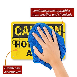 Smartsign U4-1433-RA_10X7 "CAUTION HOT WORK AREA" Reflective Recycled Aluminum Sign, 10" x 7"