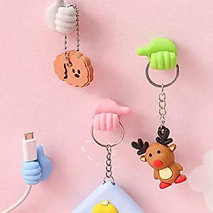 Cable Clips Organizer Sticker Hook,10pcs Creative Thumbs Up Shape Wall Hooks Self-Adhesive for Key Hanger Desktop Cord Wire Clips Wire Management Storage