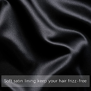 POZILAN Luxury Shower Cap for Women, Waterproof Reusable Shower Caps Double Layers Soft Silk Satin Lined, Extra Large for Long Hair, Adjustable for Most Heads Size