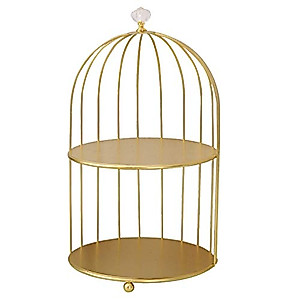 Yardwe Iron Cosmetic Rack Bird Cage Makeup Organizer 2 Tier Wire Storage Holder Essence Perfume Lotion Bottle Shelf Stand Skincare Products Tabletop Organizer