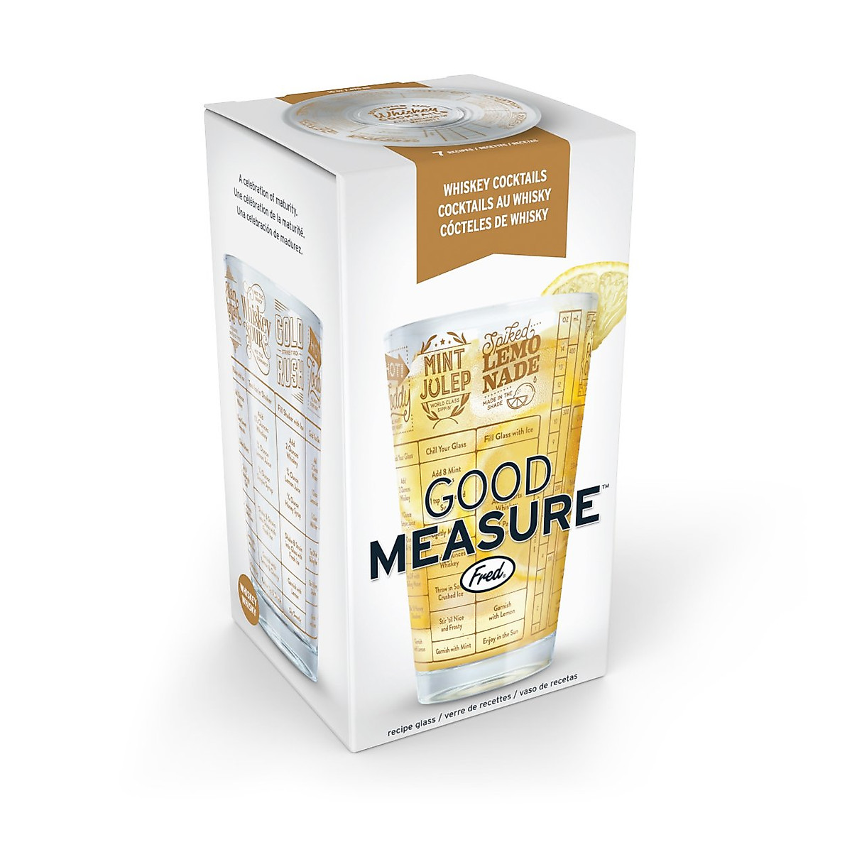 Fred GOOD MEASURE Cocktail Recipe Glass, Whiskey