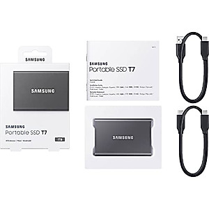 Samsung T7 Portable SSD - 1 TB - USB 3.2 Gen.2 Externe SSD Titan Gray (MU-PC1T0T/WW)