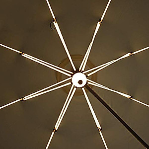 BEdaw Parasols 250cm Wall Mount Garden with Solar Lights - Outdoor Patio Sunshade Umbrella with Tilt Adjustment, Green