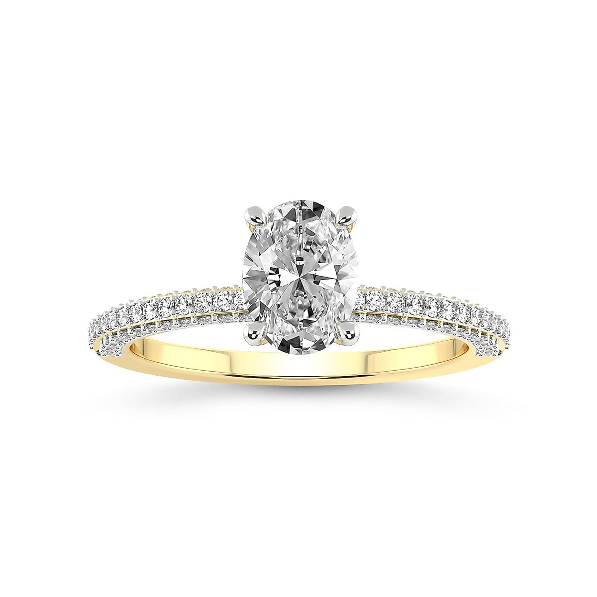 FRIENDLY DIAMONDS 2 Carat IGI Certified Oval Shape Lab Grown Diamond Ring | 14K Or 18K White, Yellow Or Rose Gold | Grace Micro Pave Eternity Diamond Ring | FG-VS1-VS2 Quality