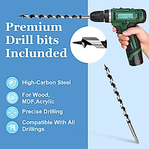 Masendelk Ship Auger Drill Bit 13 x 300mm (Slightly Larger Than 1/2 x 12 Inch), Wood Auger Bit with 11mm Hex Shank