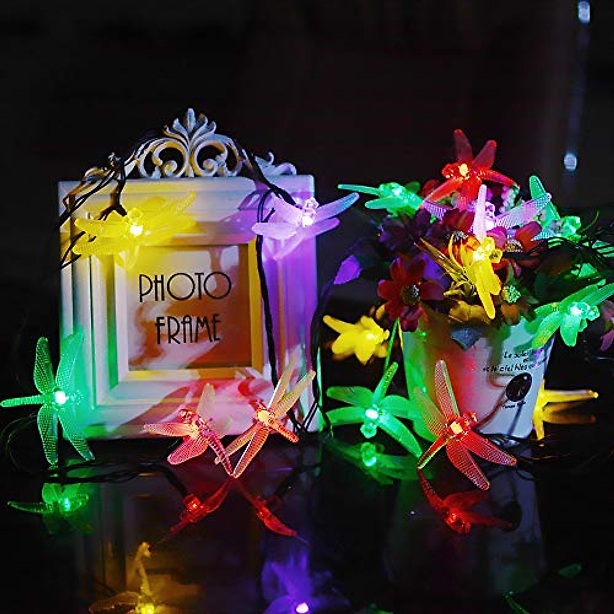 Venhoy String Lights Solar 30LEDdragonfly Shape Colored String Lights, Fairy String Lights, Star String Lights, Garden, Patio, Home, Wedding, Party, Christmas