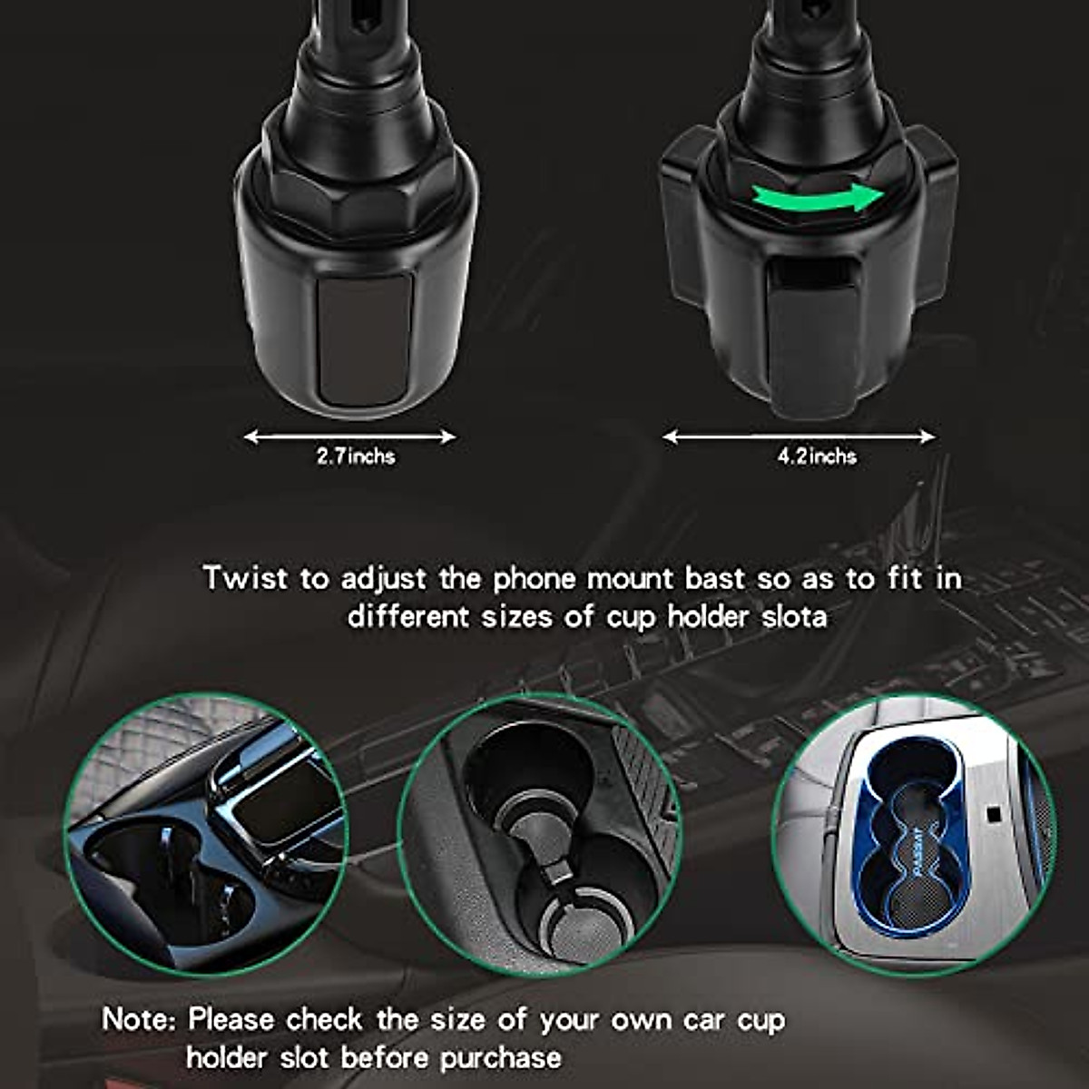 leQuiven Car Cup Phone Holder Tablet Cup Holder Mount Compatible for Samsung S23 Ultra/S23/S22 Ultra/Z Fold 4/S22/S21/S20/iPad/iPad Mini 6/iPhone 14 Pro Max 13 12 Series and Other Devices Under 13"