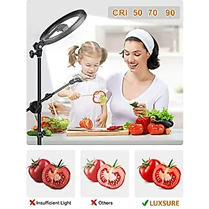 Selfie Ring Light with Stand and Phone Holder with Tripod Stand & Cell Phone Holder,Overhead Camera Phone Mount LED Halo Circle Lights Phone Stand for Video Recording/Live Stream/Vlog/YouTube/TikTok