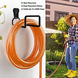 Garden Hose Holder - Hose Hanger Wall Mount, Heavy Duty Water Hose Holder for Outdoor/Indoor Use in Yard, Metal Durable Hose Hooks, Ideal for Water Hose Storage