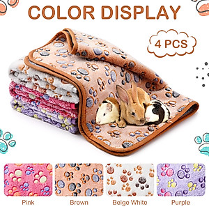 4 Pcs Waterproof Guinea Pig Blankets Washable Small Animal Fleece Bedding Absorbent Guinea Pig Cage Liners Reusable Pet Pee Pad Sleep Mat Pad Cover for Hamster Ferret (Paw Print, 28 x 14 Inch)