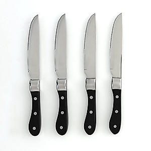 KNORK Steak Knives with ChopHouse Handle (Set of 4), Silver/Black