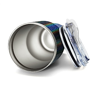 Zibtes 30oz Insulated Tumbler With Lid and Straws, Stainless Steel Double Vacuum Coffee Tumbler, Powder Coated Travel Mug for Home, Office, Travel, Party (Glitter Black 1 pack)