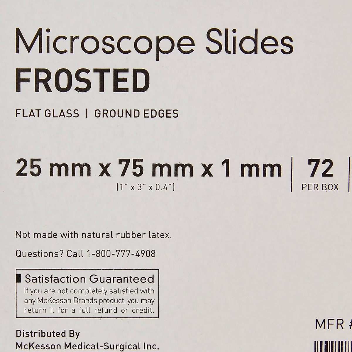 McKesson 16-7132 Microscope Slide 1 x 3" x 1 mm Frosted End (Pack of 72)