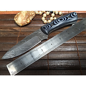 Perkin Handmade Damascus Hunting Knife Full Tang Fixed Blade Knife - 5MH