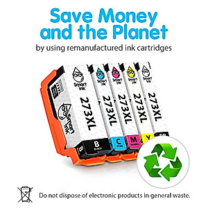 Smart Ink Remanufactured Ink Cartridge Replacement for Epson 273 XL 273XL 273 to use with XP 610 XP-600 XP-620 XP-810 XP-820 XP-800 Expression Premium (Black & C/M/Y/PBK, 5 Combo Pack)