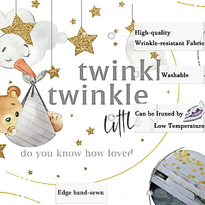 Rsuuinu Twinkle Twinkle Little Star Backdrop Baby Bear Gold Stars Clouds Baby Shower Birthday Newborn Photography Background Baby Kids Wall Decorations Party Banner Supplies Photo Booth Props 7x5ft