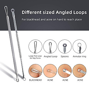 DUcare Blackhead Remover Tools 9 Pcs Pimple Popper Tool Kit with Metal Case for Pimples, Blackheads, Zit Removing, Forehead