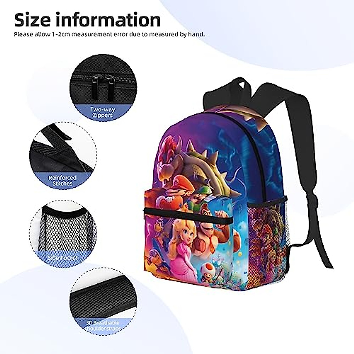 ZYKAA Cute Anime Backpack, 16" Travel Laptop Backpack Durable Lightweight Hiking Backpack Casual Daypack (Color1)