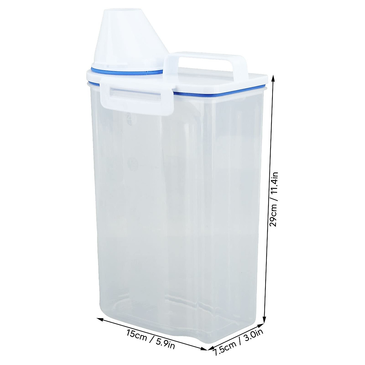 Rice Storage Container, Plastic Rice Dispenser Bin with Measuring Cup, Airtight Grain Dispenser with Claer Scale, Clear Kitchen Food Dispenser for Rice, Beans, Grains, Small Dry Food(2kg White)