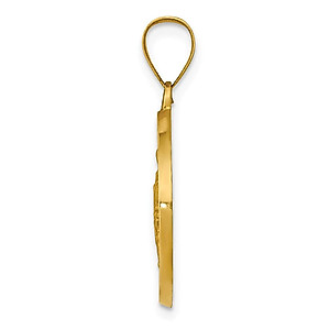 14K Polished/Satin St. Rocco Hollow Medal Pendant 26.4mm 18.7mm style XR1695