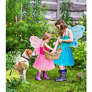 Princess Dresses for Girls Fairy Wings, BIBUTY Dress Up Clothes Pretend Play Costumes Trunk with 3 Sets of Princess Dress Up Shoes, Glitter Girls Tutu Skirts and Butterfly Wings, Toys for 3-6 yr Girls