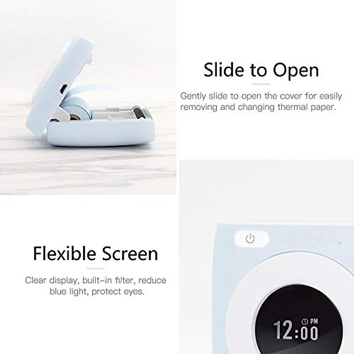 KXDFDC Pocket Printer BT Thermal Printer Portable Mobile Printer 300dpi for Photo Picture Memo Note Label with Clock Function (Color : Black-JoJo's Bizarre Adventure1)