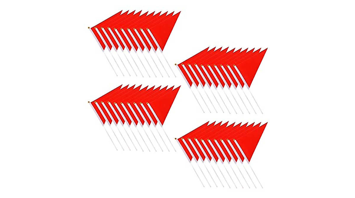 MY MIRONEY Stick Flag 40-Pack Pennants Stick Flag Hand Held Small Red ...