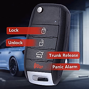 Aichiyu Flip Remote Key Fob for Kia Optima 2016 2017 2018 2019 2020 FCC ID: SY5JFRGE04 P/N: 95430-D4010 4 Buttons 434Mhz Keyless Entry Car Control Transmitter