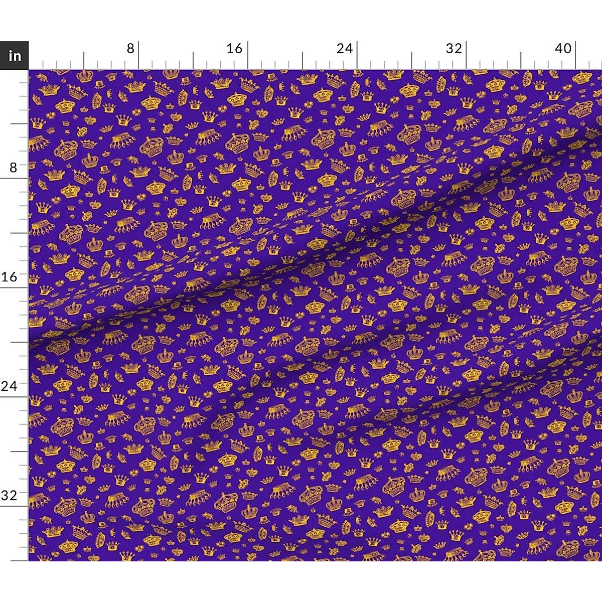 Spoonflower Fabric - Royal Crowns Golden Yellow Purple Gold Mardi Gras Royalty King Printed on Petal Signature Cotton Fabric by The Yard - Sewing Quilting Apparel Crafts Decor