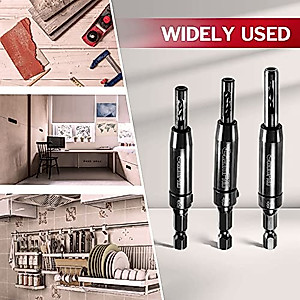 ColumPRO 3 PCS Hinge Drill Bit Set, HSS VIX bit Self Centering Drill Bits,Wood Door Window Cabinet Woodworking Hinge Hardware Pilot Hole Drill Bit 3/32"(#6),7/64"(#8),1/8" (#10), Organized Storage