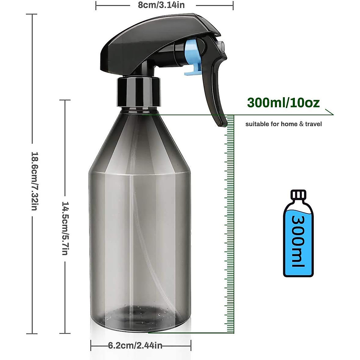 AORAKI Plant Mister Water Spray Bottle - Fine Mist Spray Bottle for Flowers, Plants, Gardening, Cleaning Solutions - 10oz, Plastic