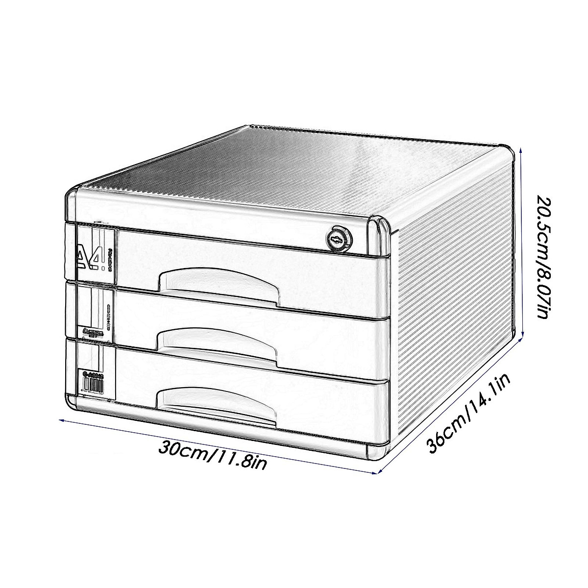 LEYT Flat File Cabinet Storage, Desktop Drawer Cabinet, 3 Drawers Aluminum Alloy Storage Drawers Desk Storage, A4 Office Box with Lock.