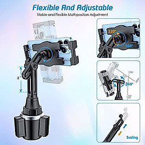 WixGear Cup Tablets Holder for Car, Car Cup Holder Tablet and Phone Mount Adjustable Automobile Cup Holder Smart Phone Cradle Car Mount (New & Sturdy Design)