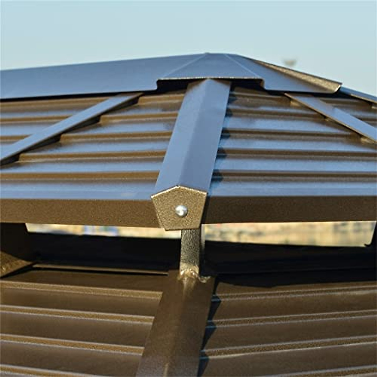 MGWYE 10x12 Hardtop Gazebo with Aluminum Frame, Metal Roof Gazebo Canopy with Curtains and Netting for Gardens, Patios