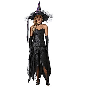 QinYing Purple Halloween Costume Witch Hats for Women Steeple Top with LED Lights for Party Purple