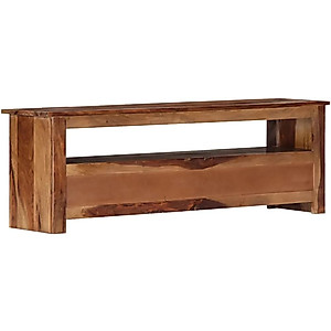 vidaXL Solid Wood Sheesham TV Cabinet with 2 Drawers & 1 Compartment - 46.5x11.8x15.7 - Rustic Brown Wooden Lowboard/Stereo Stand - Fully Assembled