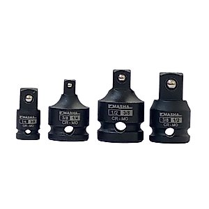 Masha Tools-Impact Socket Adapter and Reducer Set / 4 Piece Set / 1/4” – 3/8” – 1/2” Impact Driver Conversions/Chrome Molybdenum Steel (CF-AD1238)