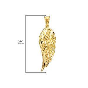 Religious Jewelry 10K Yellow Gold Textured Single Angel Wing Charm Pendant